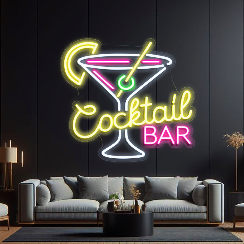 Cocktail Bar Sign Bar neon Sign Pub Neon Sign Martini Glass Neon Sign ...