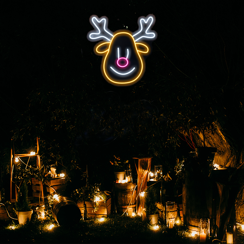 Christmas deer Head Neon Sign Reindeer head neon lights 20inches ...