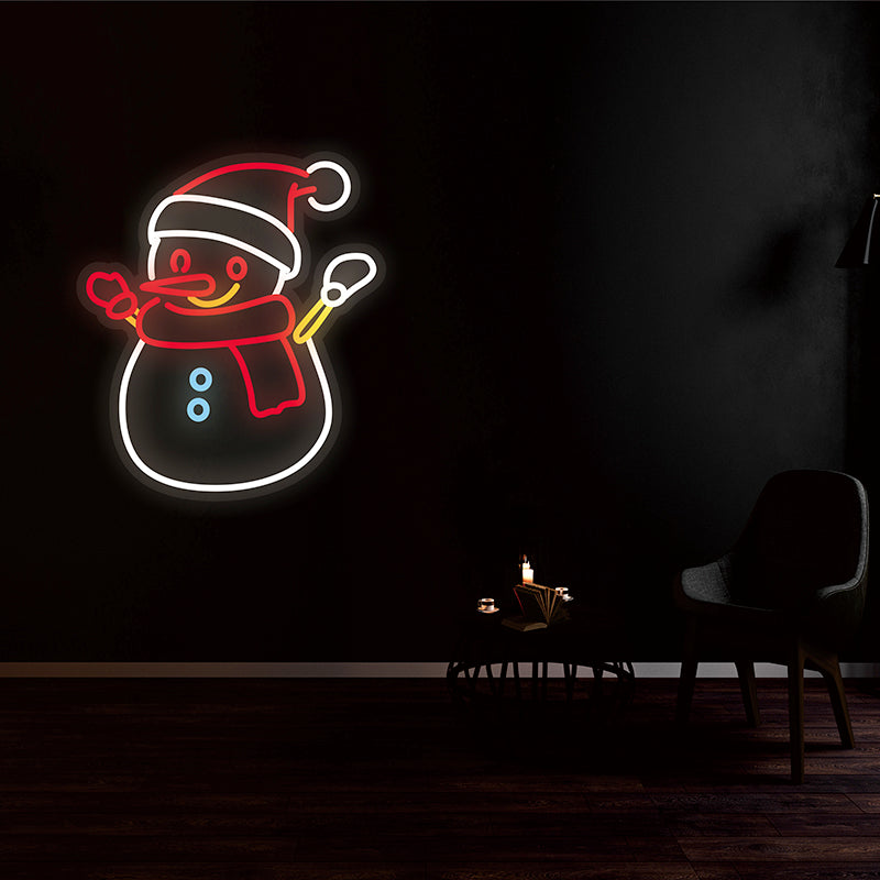 Snowman with Red Nose LED Sign – Custom Neon Signs