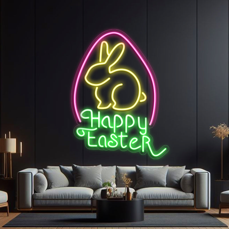 Happy Easter Bunny Neon Lights Small Neon Signs Bunny LED Neon Sign ...