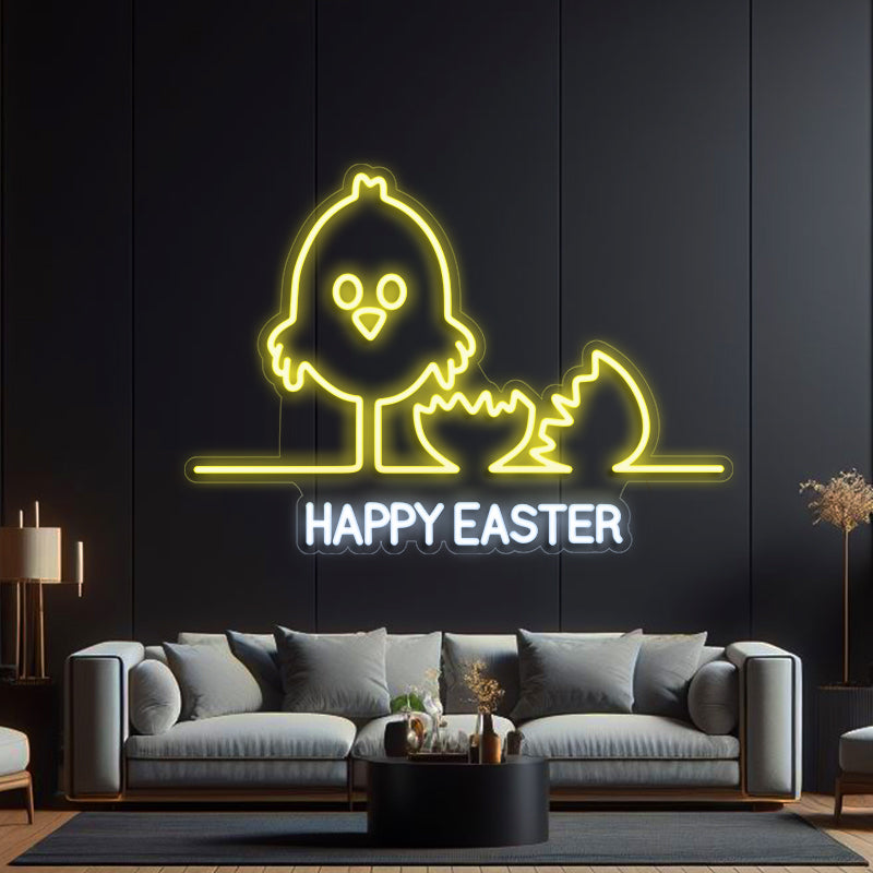 Chick and Egg Happy Easter Neon Sign Easter Egg LED Neon Signs Easter ...