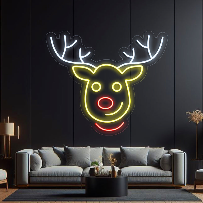 Christmas deer Head Neon Sign Reindeer head neon lights 20inches ...