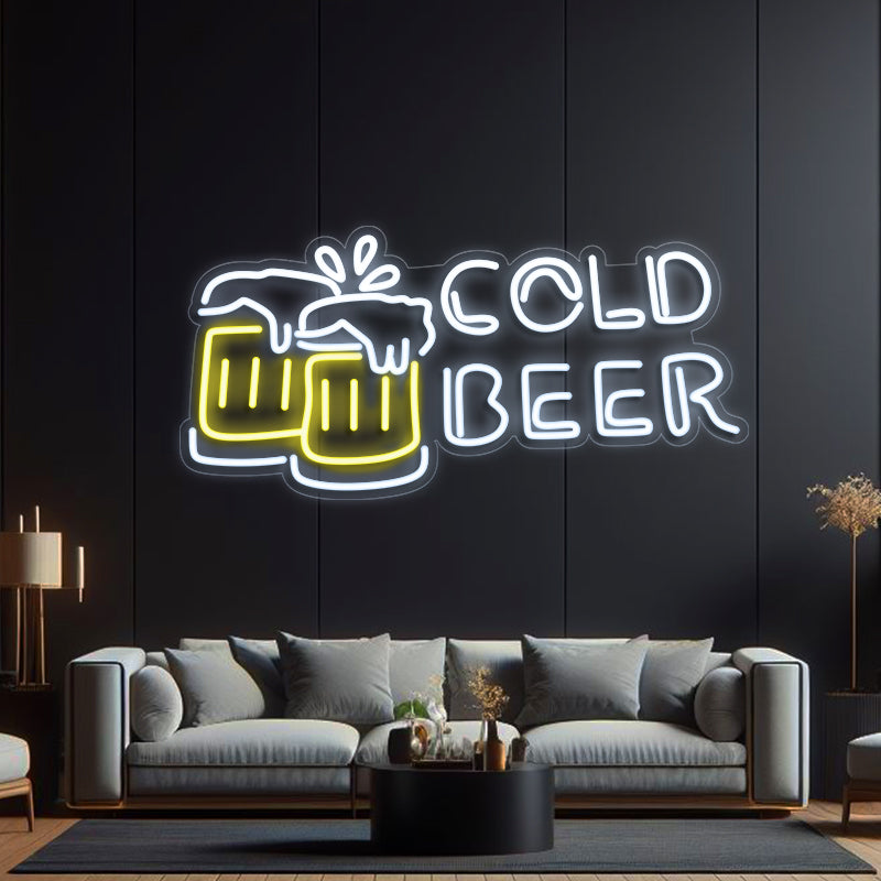 Cold Beer Neon Signs Cool Bear Neon Sign Beer Mug LED Lights Party Pub ...