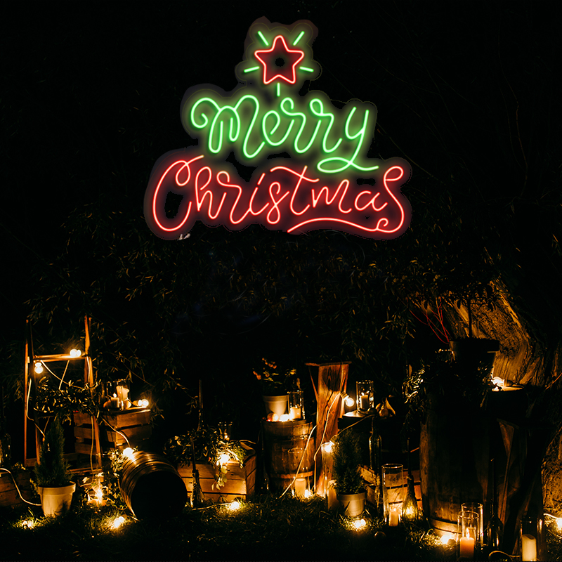 Xmas Neon Sign with Star – Custom Neon Signs