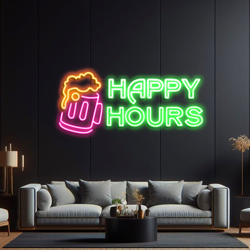Happy Hours Bar Sign illuminated Bar Sign Custom Bar Sign Pub and Bar ...