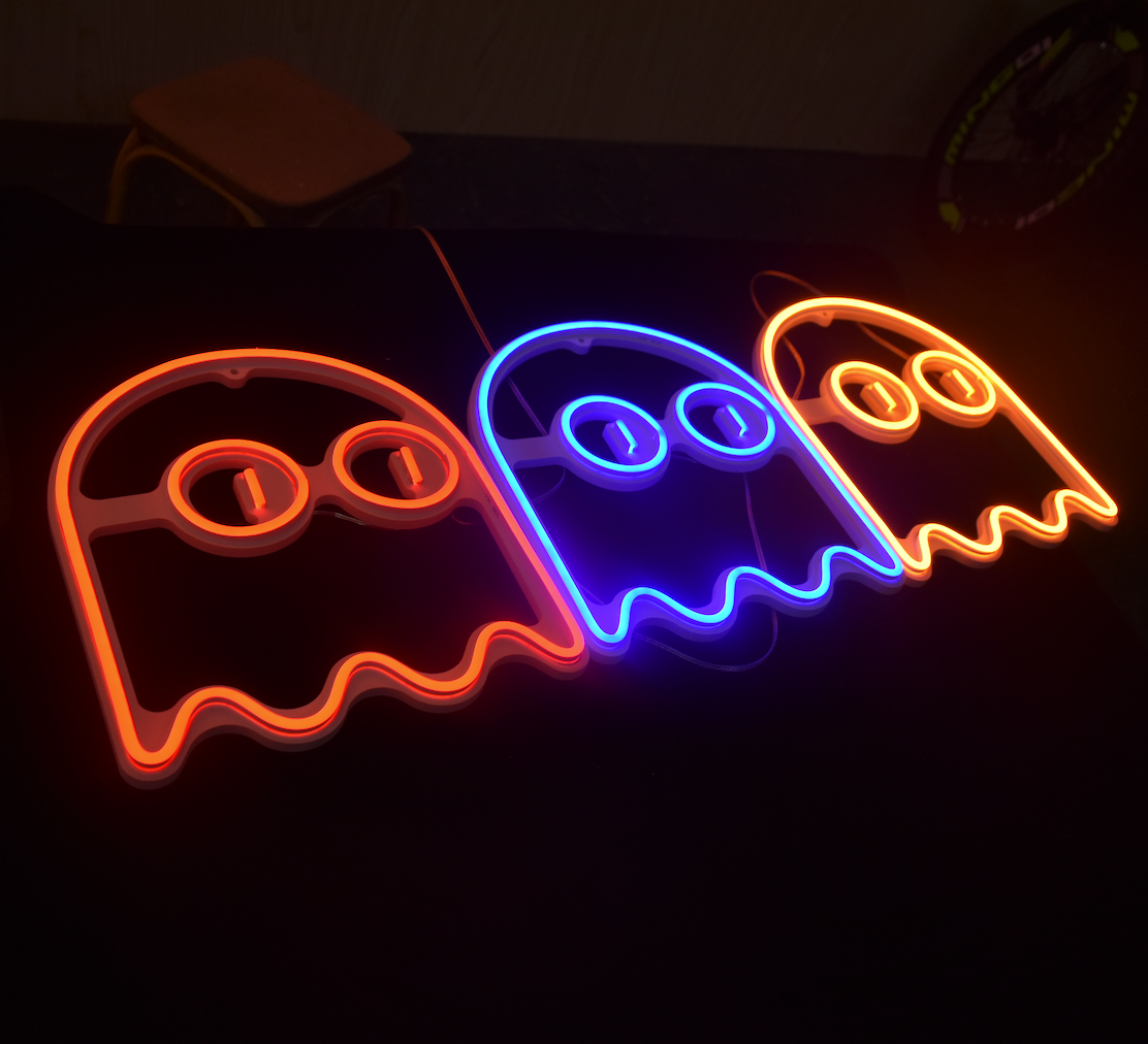 Pacman Neon Signs Man Ghost Neon Lights Small Pacman LED Lights ...
