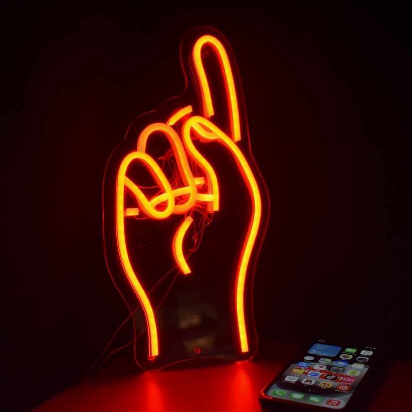 Right Hand Pointing Neon Sign Finger Pointing Neon Lights – Custom Neon ...